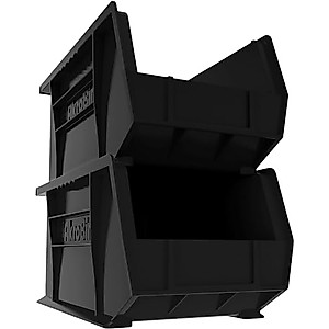 Akro-Mils 30240 AkroBins Plastic Storage Bins, Space-Saving Stackable Bins, Garage Organization Bins, Pantry Organization, Craft Storage, 15-Inch x 8-Inch x 7-Inch, Black, 12-Pack