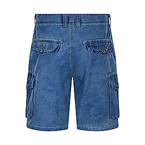 Men's Casual Denim Short Plus Size Casual Loose Fit Short Cargo Jean Pants Hip Hop Work Short Jeans With Pockets (Blue,38)