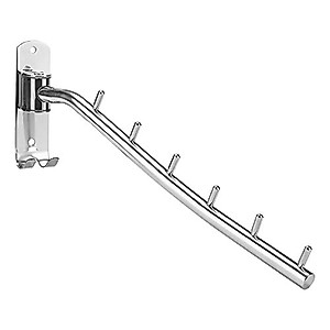 Folding Clothes Rack, 13.4“ Stainless Steel Wall Mounted Clothes Hanger with 6 Hooks Heavy Duty Swing Clothes Holder Closet Storage Organizer Modern Durable Drying Rack Hook Polished Finish ( 2 Pack )