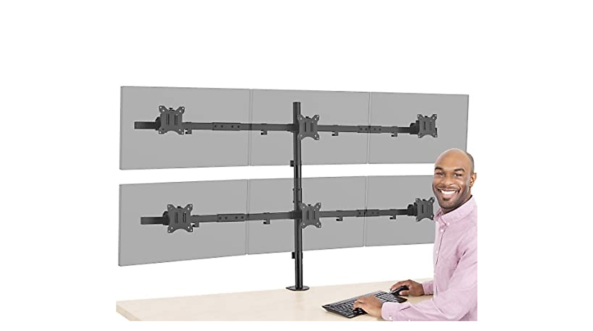 Stand Steady Clamp-On 6 Monitor Mount Desk Stand | Height Adjustable ...