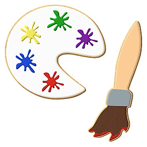 Love To Paint Cookie Cutter 2 Pc Set – Artist Palette, Paint Brush Cookie Cutters Hand Made in the USA from Tin Plated Steel