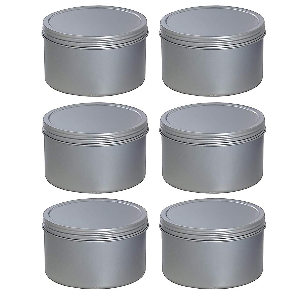 JUVITUS 8 oz Metal Steel Tin Deep Container with Tight Sealed Twist Screwtop Cover (6 pack)