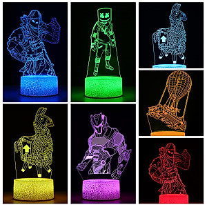 Wronka 5 in 1 Sets 3D Anime Night Light Toys, LED Illusion Lamp, 16 Color Change Bedside Lamp with Remote Control, Xmas Birthday Gift for Kids Child
