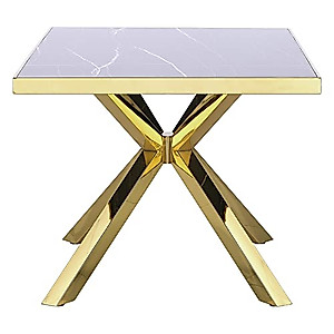 AZhome 5 Pieces Dining Table Set, Black and Gold Kitchen and Dining Room Sets for 4, Gold Metal X-Shaped Base Dining Table, Black Velvet Upholstered Dining Chairs with Gold Stainless Steel Legs