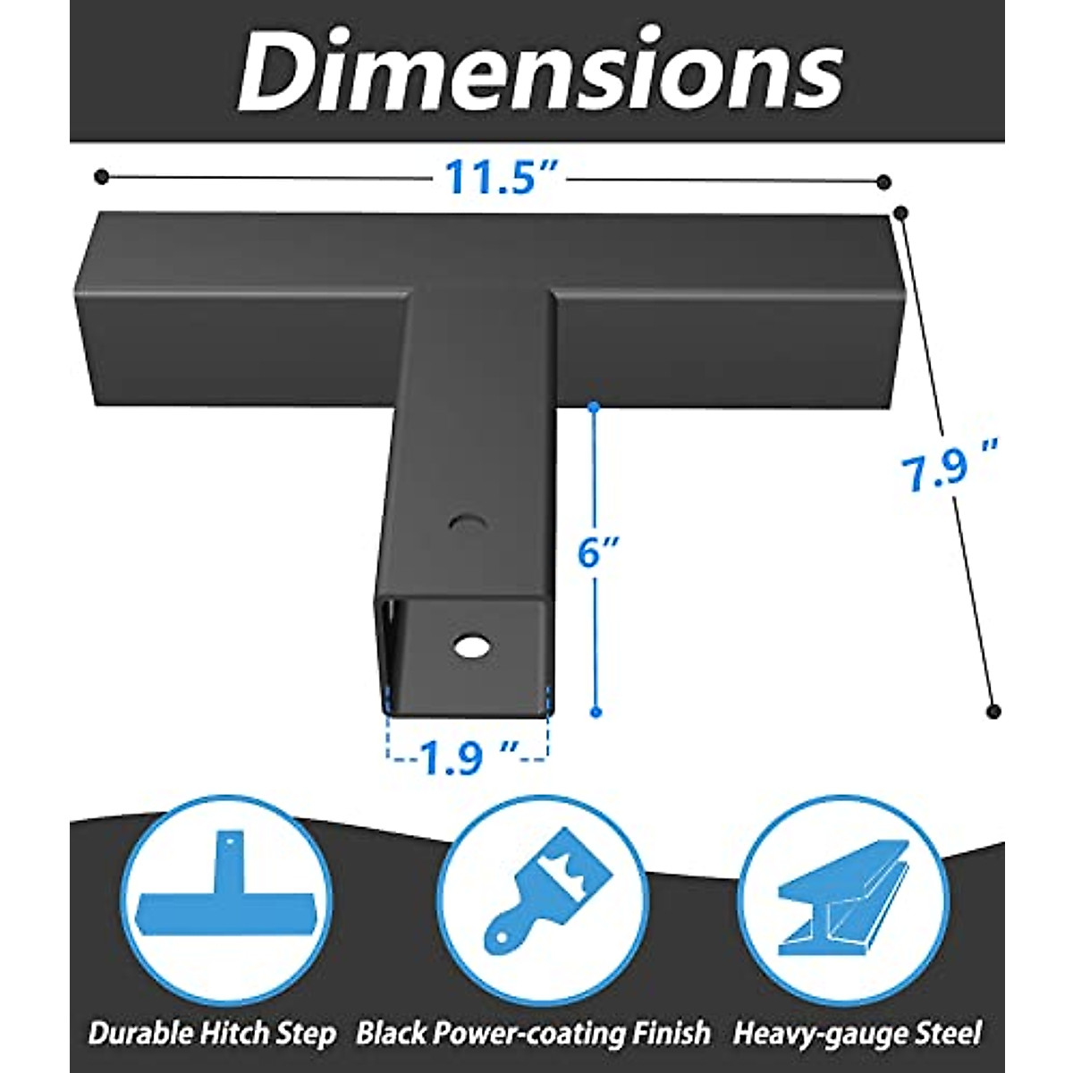 Tow Hitch Steps Bar Black for 2 Inches Receivers Trailer Hitch Step Heavy-Steel Towing Bumper Guards Automotive Bump Step Rust Free Powder Coating Finish 400lbs Maximum Load for Most Cars SUVs Trucks