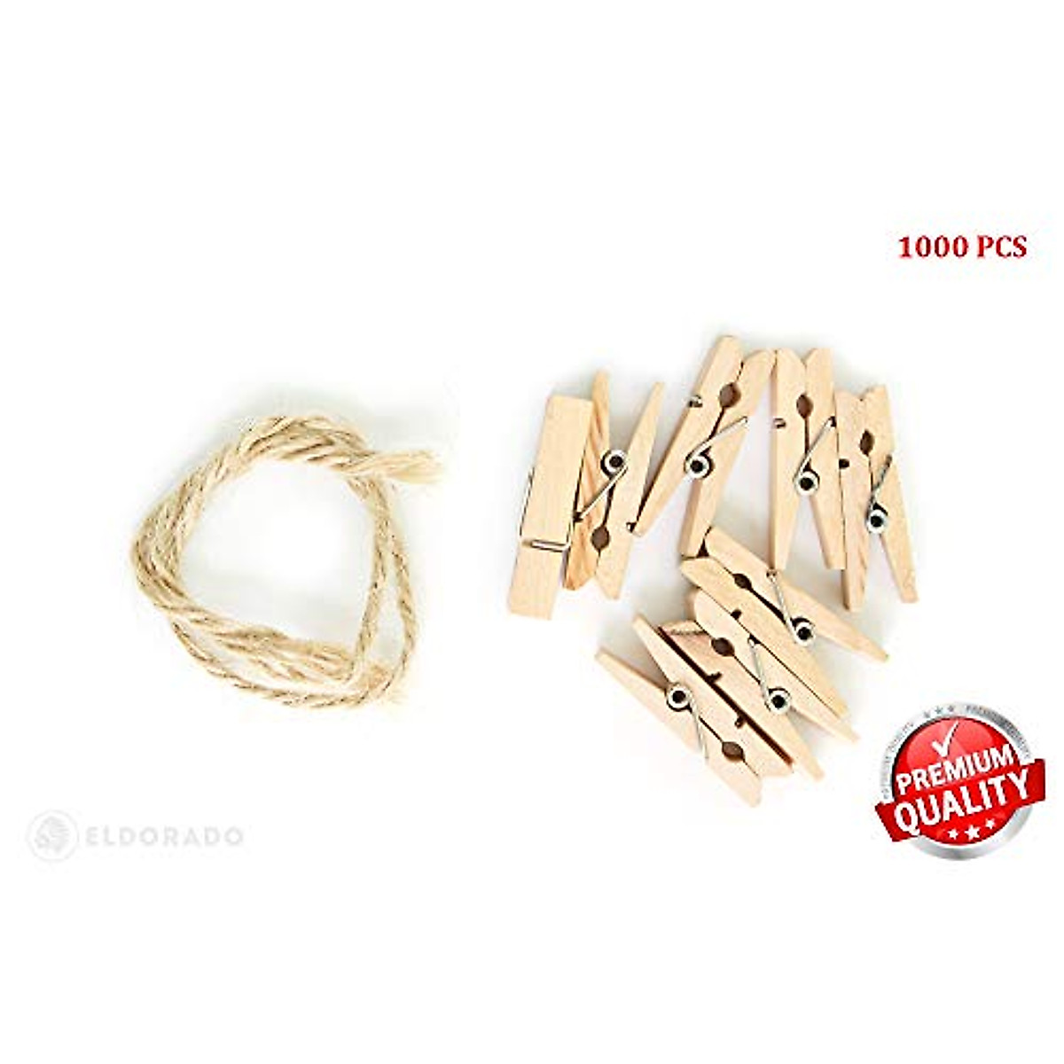 Eldorado Clothespins, Natural Wood, 3" x 0.5" inches, Super Value Pack of 1,000 for Multipurpose Everyday Clothing, Laundry, Drying, Crafts, and DIY Projects, Size XL. (1000)