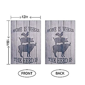 Meltelot Home Is Where Welcome To Farm Garden Flag, Farm Animals Cattle Pig and Cock Holiday Garden Flags for Outdoor Yard Porch, Decor for Out Side Vertical Double Side 12x 18 Inches