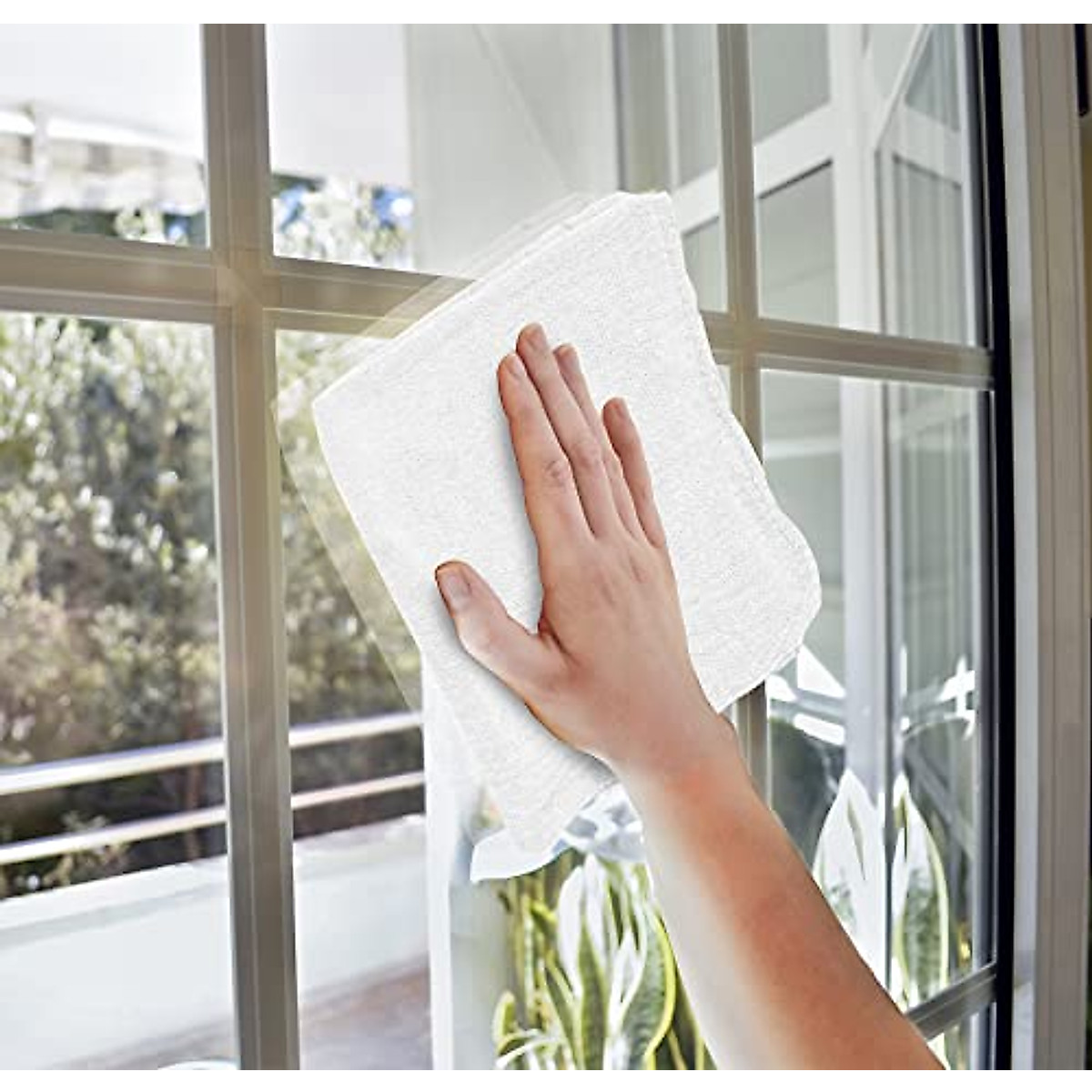 STF Linen Cotton Shop Towels White – (Pack of 150) Size 14x14 Inches Cleaning Rags – Absorbent Shop Rags and Multipurpose Cleaning Towels for Automobiles, Industries, Garage and Homes