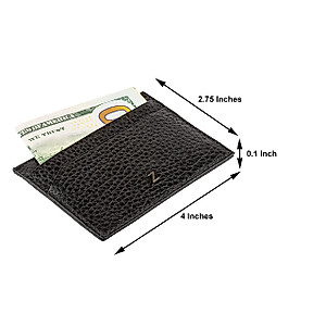 Zinda Genuine Leathers Card Holder RFID Protection Slim Wallet Unisex (Black)