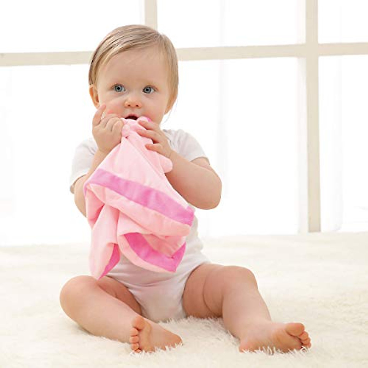 Apricot Lamb Stuffed Animals Security Blanket Pink Pig Infant Nursery Character Blanket Luxury Snuggler Plush (Pink Pig, 14 Inches)