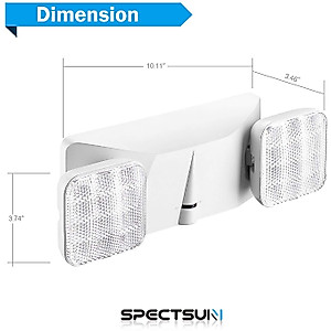 SPECTSUN 12 Pack White Emergency Lighting with 2 LED Heads White Emergency Exit Fixture and Battery Backup -UL 924 Certified and CEC Qualified Emergency Light,ABS housing,Adjustable Light Heads