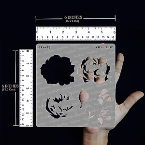 CrafTreat Layered Flower Stencils for Painting on Wood, Canvas, Paper, Fabric, Floor, Wall and Tile - Rose - 6x6 Inches - Reusable DIY Art and Craft Rose Stencils for Painting Flowers Rose Stencil