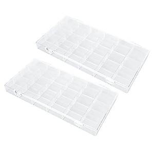 FOMIYES 2pcs 24 Grids Clear Plastic Jewelry Box Organizer Storage Container with Dividers Earring Storage Box Jewelry Divided Storage Case