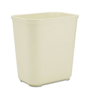 Rubbermaid 254300BG Fire-Resistant Wastebasket, Rectangular, Fiberglass, 7gal, Beige