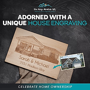 Blue Ridge Mountain Gifts for New Homeowners - Personalized Wood Cutting Board - Laser Engraved Custom Chopping Boards - Meaningful Couples or Housewarming Gift - Elegant House Image - Unique Decor