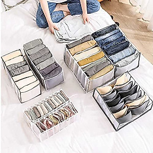 QRTU Washable Wardrobe Clothes Organizer, Jeans Compartment Storage Box,Foldable, Easy To Clean,Save Space Closet ?Drawer Organizer ,for Legging T-Shirt Underwear Socks. (Bra storage box)