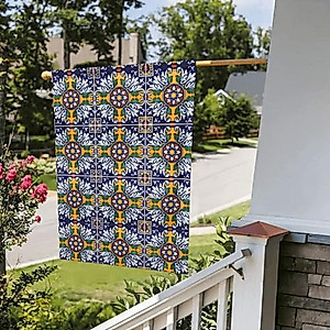 Mexican Talavera Tile Pattern Garden Flag - Vibrant Double Sided Garden Flag - Yard Decorating Flag Garden Flag Decoration - Outdoor Flag Decorator'S Favorite