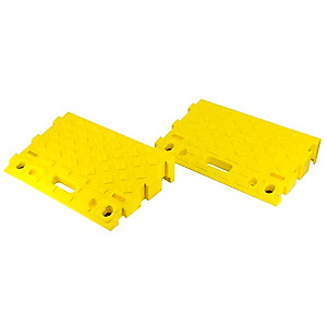 MAXXHAUL 50707 Portable Interlocking Plastic Curb Threshold Ramps Set (Yellow) for Loading Dock, Driveway, Sidewalk for Scooter, Wheelchair, Car, Truck, Motorcycle, Dolly