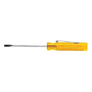 Klein Tools A131-2 1/8-Inch Flat Head Screwdriver with Keystone Tip, Pocket Clip, 2-Inch Round Shank and Comfordome Handle