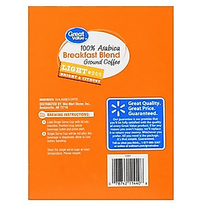 Great Value Breakfast Blend Ground Coffee K-Cup Packs, Medium Roast, 48 Count