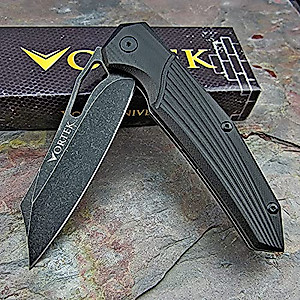 VORTEK Hawkeye EDC Folding Pocket Knife: Ball Bearing Pivot, Ultra Smooth One Hand Opening and Closing, 8Cr13MoV Reverse Tanto Blade, G10 Handles Provide Superior Grip