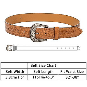 YCMI Women Western-Belts Vintage Leather Western Buckle Cowgirl Waist Belt for Jeans Pants Dresses (Fit for 29"-39")