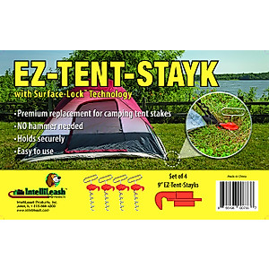 IntelliLeash EZ-Tent-Stayk (4 Pack): Secure Stakes for Tents, Canopies, & More - No Hammer Needed!