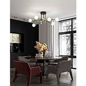 Biewalk Sputnik Chandelier Mid Century Modern Nordic Pendant Lighting 6 Lights Ceiling Light Fixture Black Light for Living Room, Kitchen, Bedroom, Dining Room, ETL Certification