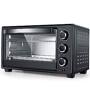 Mini Oven 23 L,Electric Oven 1300 W Adjustable Temperature 70-250 ℃ and 60 Minutes Timer with 3 Heating Functions for Baking Cooking Grill (Black)