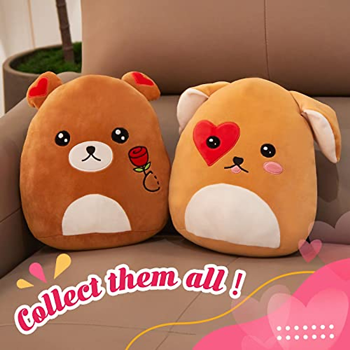 CozyWorld Puppy Dog Plushie Stuffed Animals Plush Pillow Soft Cuddly Toy Heart Love You Dog Valentine’s Birthday Gifts for Boys Girls 11.5 Inch