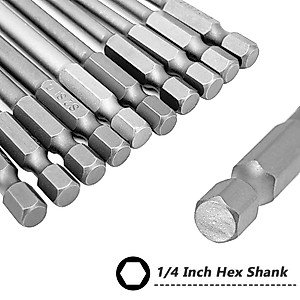 Saipe 10Pcs Magnetic Screwdriver Bit Sets 1/4 Inch Hex Shank Flat Slotted + Phillips Cross Head Screw Driver S2 Steel Drive Drill Bits for Electric Screwdrivers (2 inch/50mm Length)