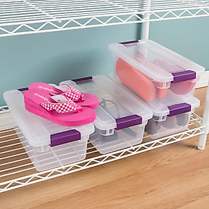 Sterilite 6 Qt ClearView Latch Storage Box Stackable Bin with Latching Lid, Plastic Container to Organize Shoes in Closet, Clear (24 Pack)