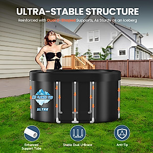 XXL Large Oval Ice Bath Tub for Athletes - 102 Gallons Cold Plunge Tub for Post-Exercise Recovery, Portable Bathtub Adult, Suitable for Family Gardens, Gyms, Arena, and Cold Water Therapy Training