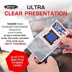 BCW Thick Card Topload Holder | Holds Relic, Patch, and Jersey Cards | Protective Card Sleeves for Collectibles and Trading Cards | Protective Rigid Plastic Display Card Holder (168 pt. / 4.25 MM)