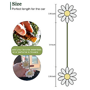 Crochet Daisy Car Accessories for Women Cute Rear View Mirror Hanging Charms Handmade Daisy Flower Gifts for Crochet Lovers Car Decor Automotive Interior Aesthetic(White)