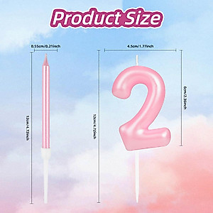 iNINGER Baby Pink 8th Birthday Number Candles,Pink Long Stick Candles,Number 8 Candle Cake Cupcake Toppers for Girls,Pink Candles for Cake,Birthday Party 8th Wedding Anniversary Decorations