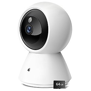 BJR 2K HD Security Camera Indoor, 5G & 2.4G WiFi Camera, Pan/Tilt Pet Camera with Motion Detection, Night Vision, 2-Way Talk, Home Cam with 64G SD Card Included