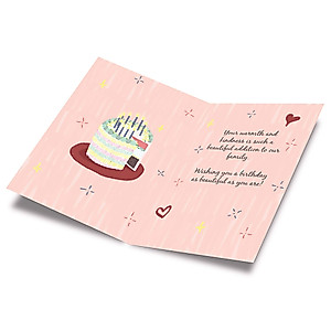 Prime Greetings Daughter In Law Birthday Card, Made in America, Eco-Friendly, Thick Card Stock with Premium Envelope 5in x 7.75in, Packaged in Protective Mailer