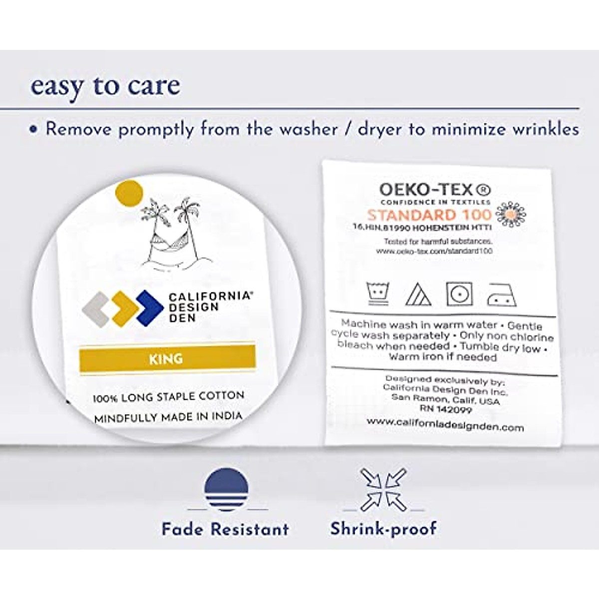 California Design Den 3 Piece King Size Duvet Cover - 100% Cotton Sateen, 400 Thread Count, Soft Luxury Sateen Weave Comforter Cover and Two Pillow Shams, Button Closure and Corner Ties - White