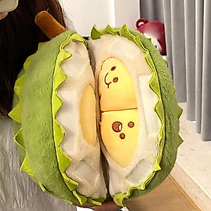 Fruit Durian Pillow Creative Detachable Durian Plush Toy Plushie Cute Stuffed Fruit Soft Plushies with Outfit Costume Squishy Plush Toys Gift for Girls