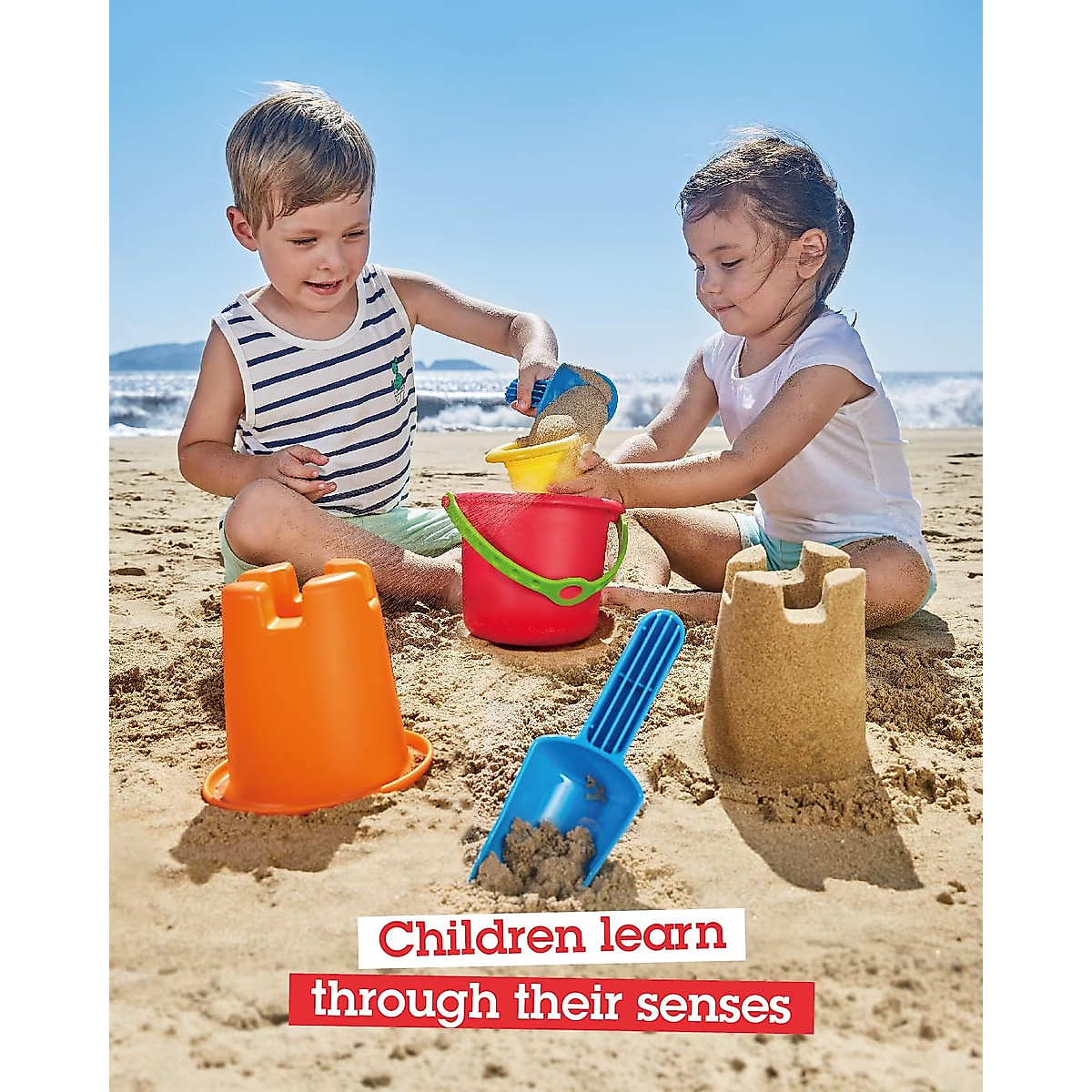 Hape 5-in-1 Beach Set Sand Toys for Toddlers 18 Months and Up