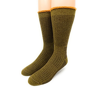 WARRIOR ALPACA SOCKS - Heavy-Duty Terry Lined Endurance Alpaca Socks (Mountain Green/Gold, Large)