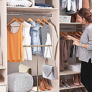 Leinuosen 4 Pcs Tabletop Purse Display Stand T Shaped Adjustable Height Purse Hanger Rack Stand Handbag Holder(Rose Gold)