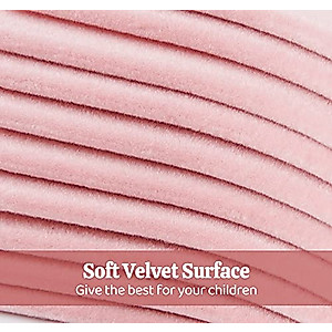 HOUÍSM Baby Hangers Pink Velvet, 60Pack Non-Slip Kids Clothes Hangers+ 10 Finger Clips + 8 Baby Closet Dividers, Space Saving Cascading Hangers for Nursery Closet Organization