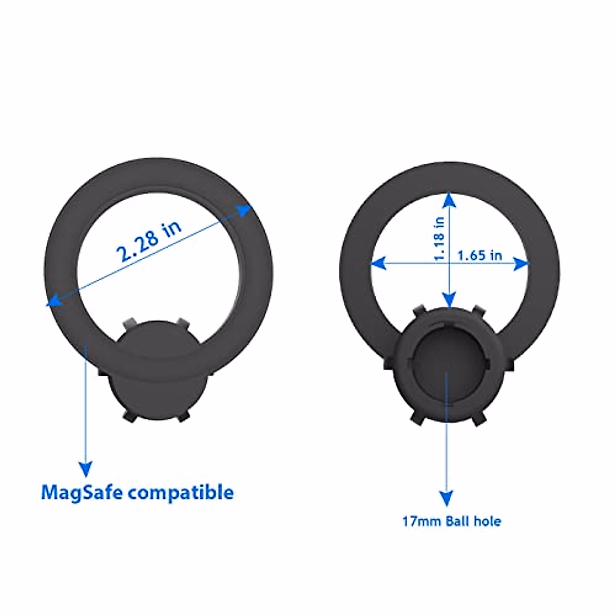 Magnetic Ball Mount Adapter Compatible with MagSafe, 360 Degree Rotate Mout Base Fit All 17mm/0.67inch Ball Joint Car Phone Holder, Compatible with All Phones