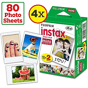 FujiFilm Instax Mini Camera Film - Polaroid Printer Film - 4 Pack of 20 | Total - 80 Photo Sheets, Paper Hanging Frames, Corner Stickers| for FujiFilm Instax Mini 11, 9 and 8 Fuji SP-1, SP-2