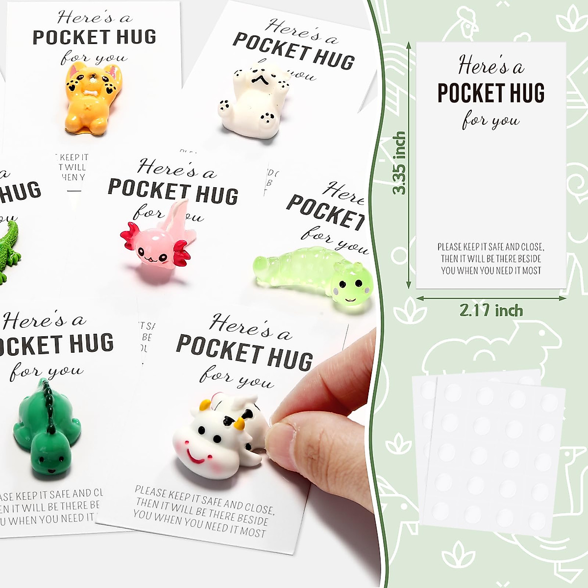 Wonderjune 20 Sets Christmas Pocket Hug Gifts Bulk Mini Resin Animal Pocket Hug Card Employee Appreciation Gifts Inspirational Coworker Thank You Gifts Bulk for Xmas Staff Friend Family(Classic)