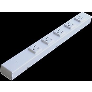 16” 5-Outlet Hardwired Power Strip, White
