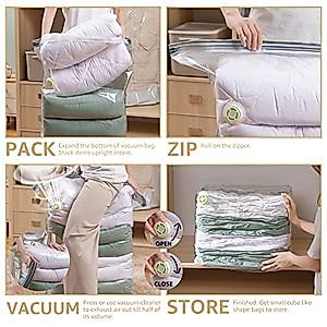 LEVERLOC 8 Pack Space Saver Vacuum Storage Bags Jumbo Cube (40x31x15 inch), Extra Large Vacuum Storage Bags Save 80% Space Vacuum Sealer Bagsfor Comforters Blankets Beddings Pillows Quilts Clothes, Bedroom Storage and Closet Organizers Space Bags