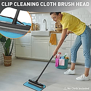 Sunally Rubber Broom Pet Hair Remover, Fur Remover Broom with Squeegee for Fluff Carpet, Hardwood Floor, Tile, Window, Black Grey, Includes Portable Lint Remover Brush and Broom Holder